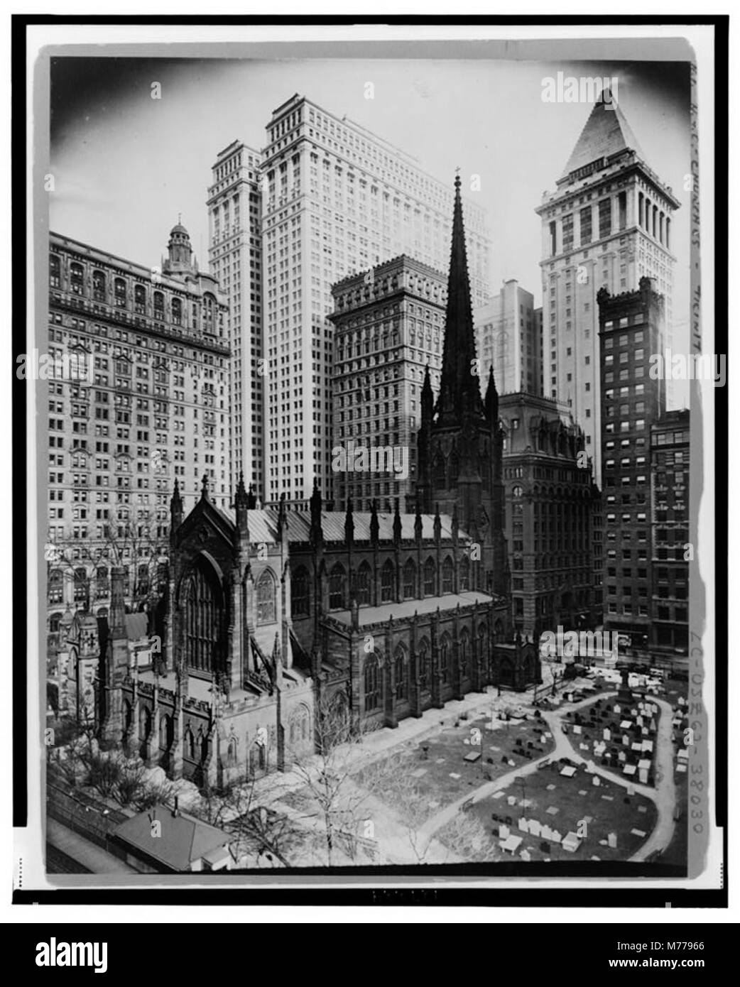 This image shows the rear view of Trinity Church and its adjacent ...