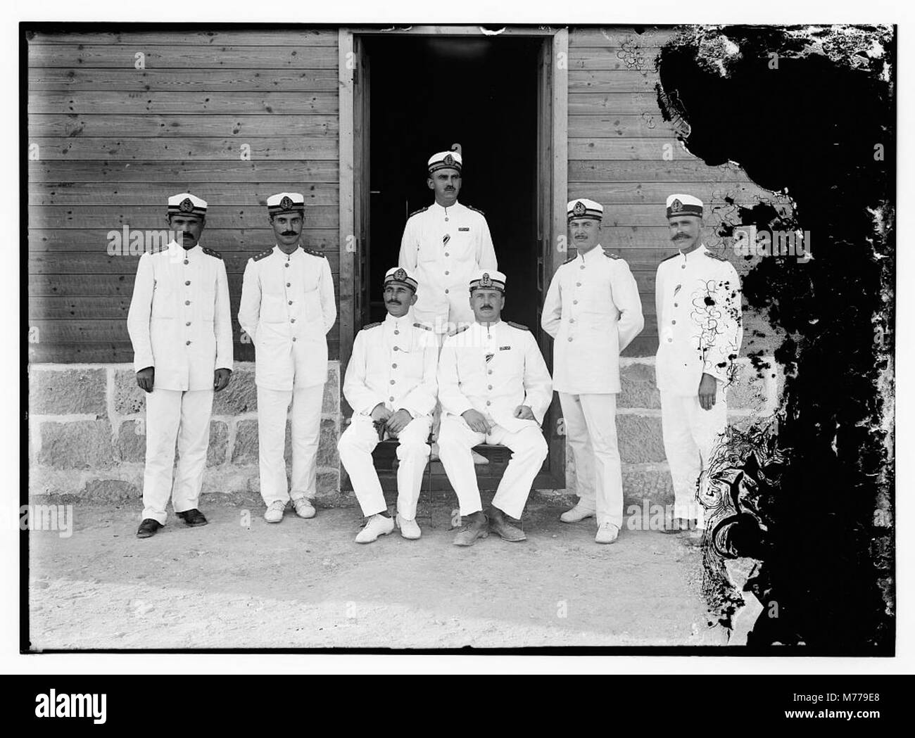 Photograph of Turkish Ottoman naval officers stationed at a base near ...