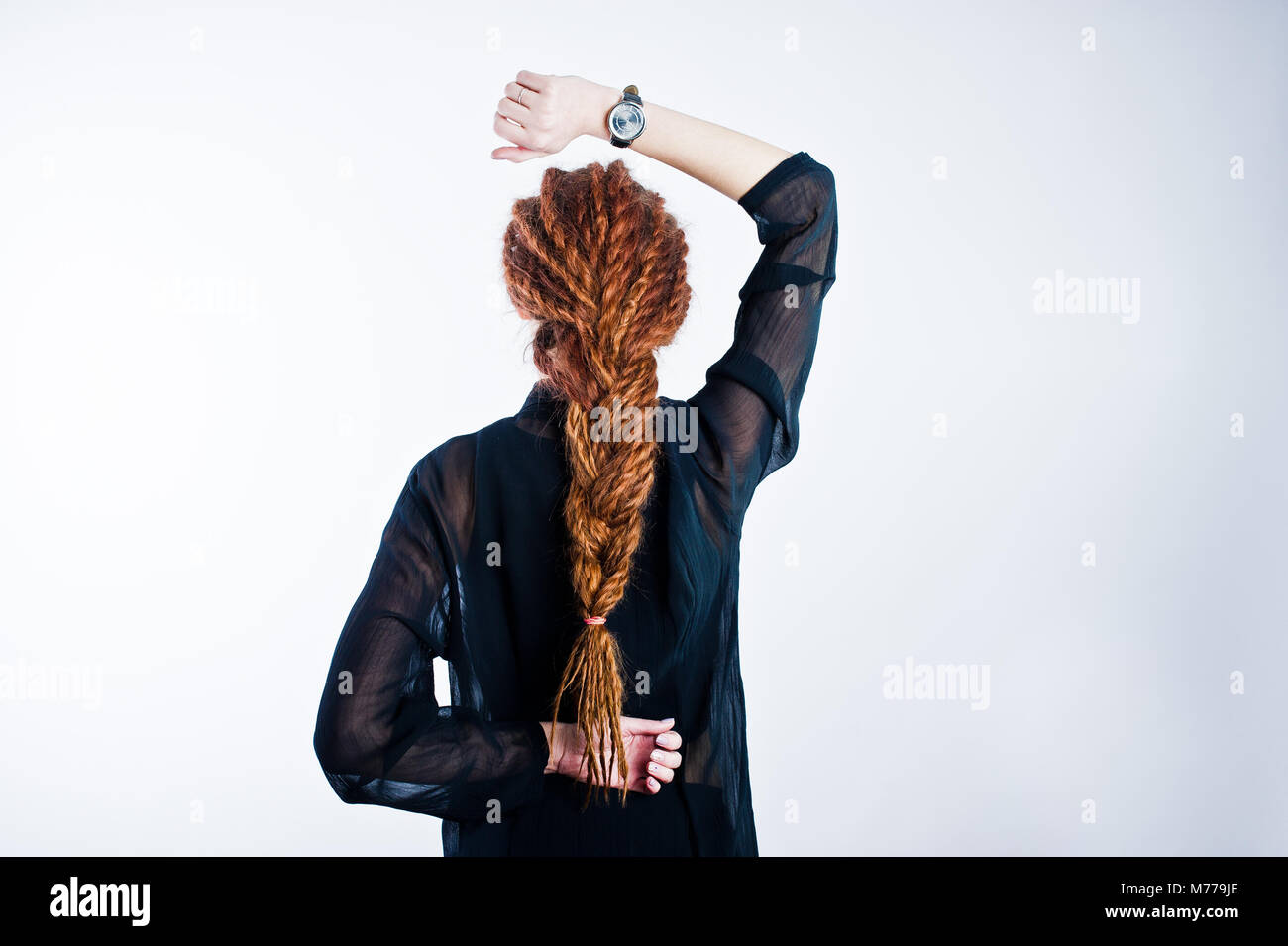 Studio shoot of back girl with dreads on white background Stock Photo ...
