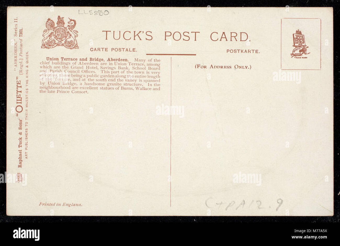 A view of Union Terrace and the bridge in Aberdeen, Scotland, capturing ...