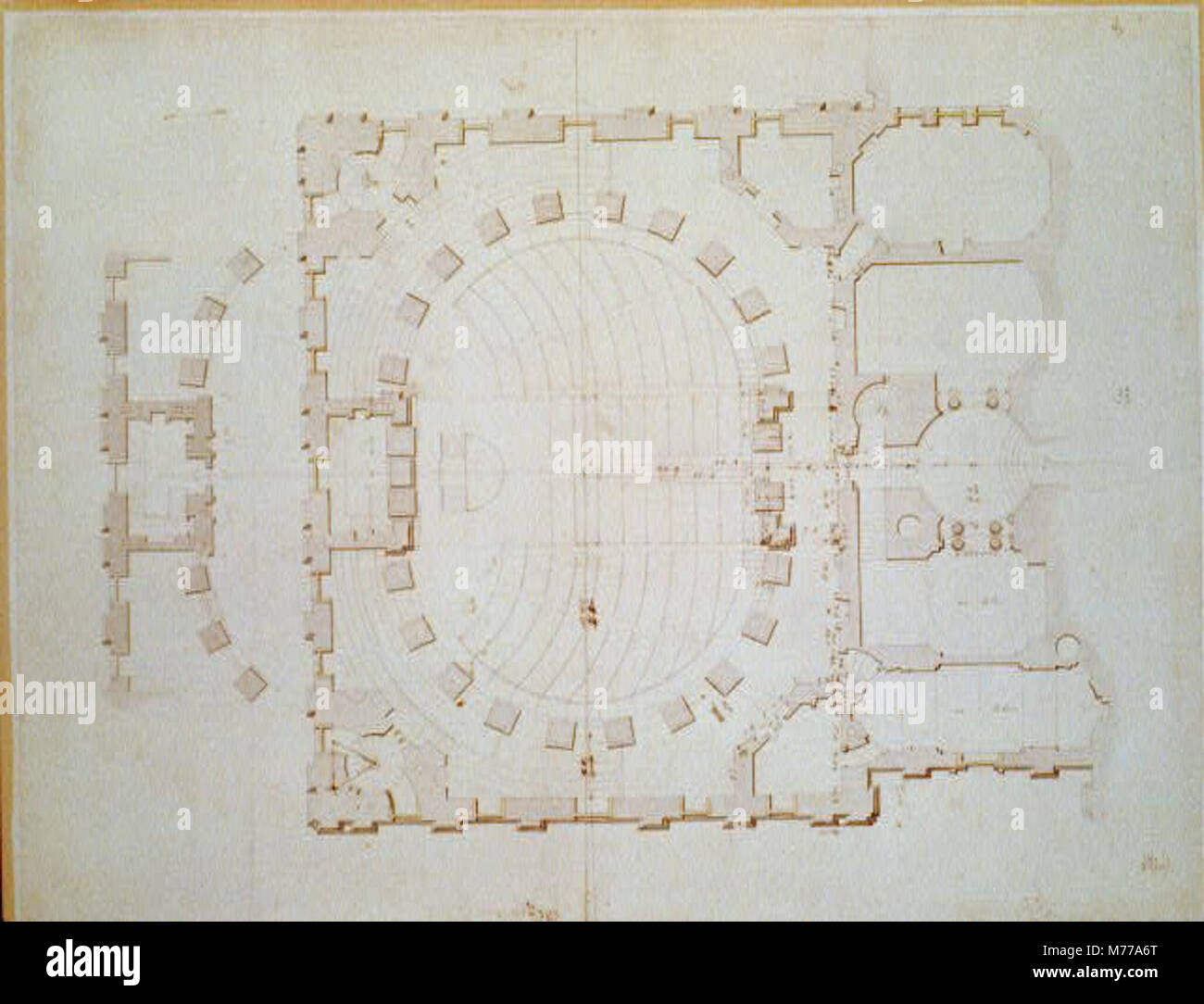 This architectural plan depicts the principal story of the south wing ...