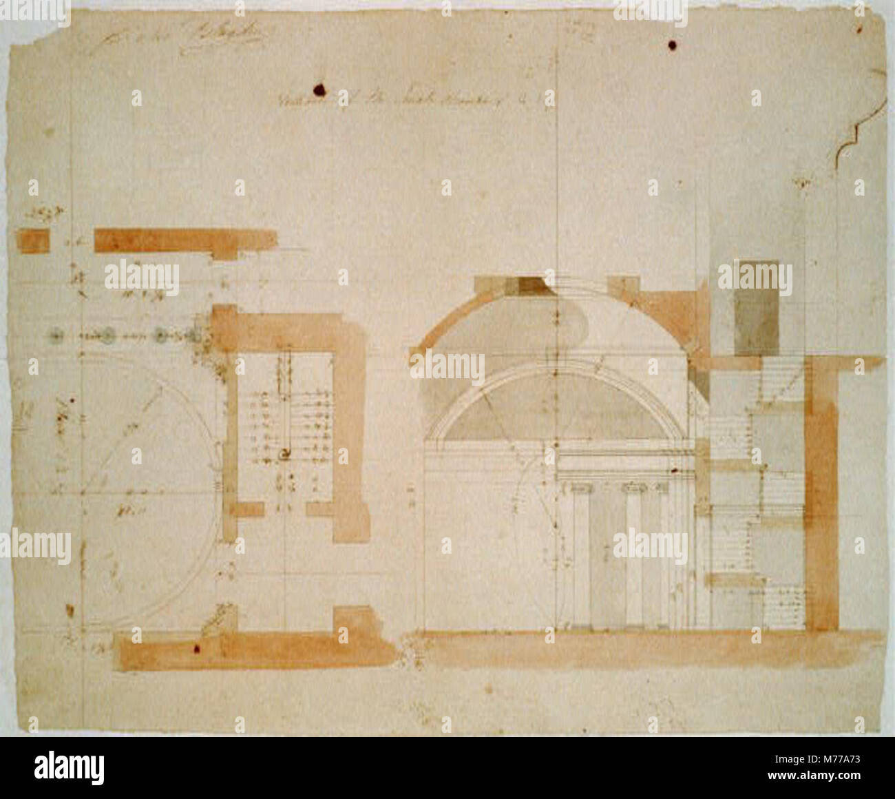 A detailed plan and section drawing of the vestibule of the Senate ...