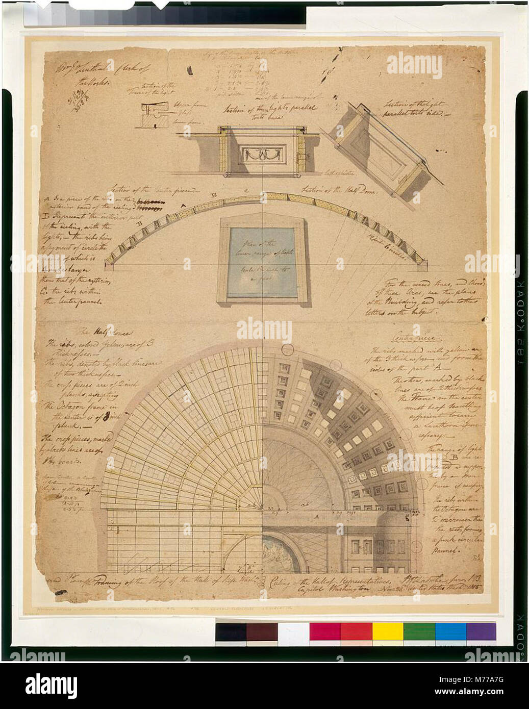 The framing and ceiling plan for the Hall of Representatives in the ...