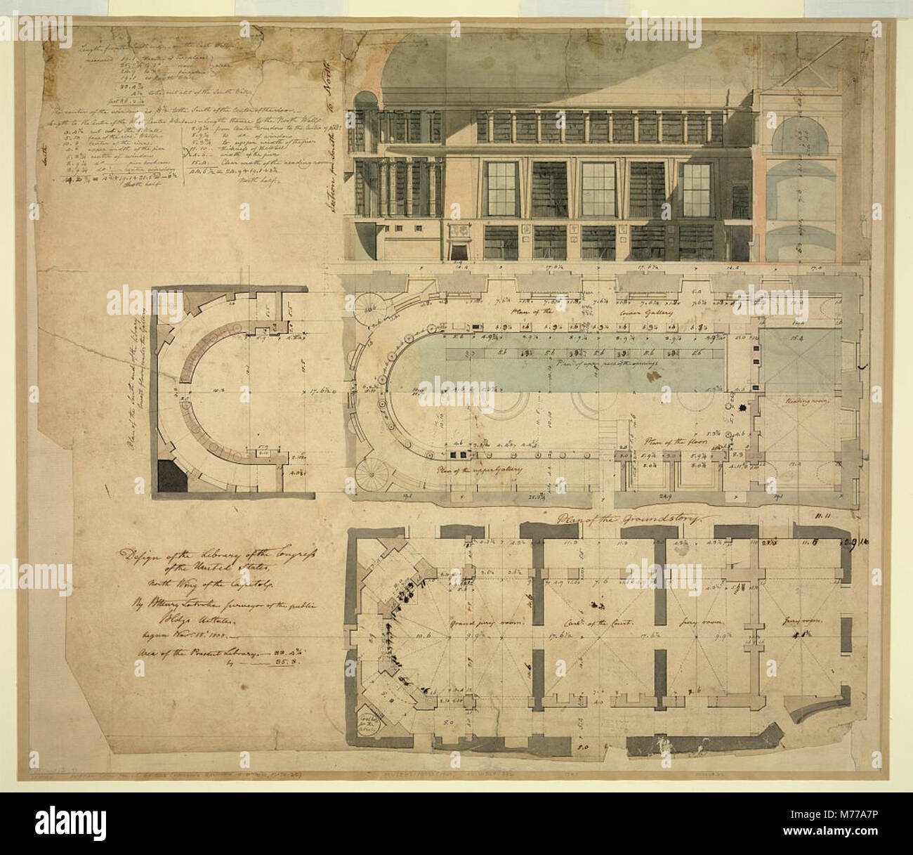 Architectural plans and sections of the north wing of the United States ...