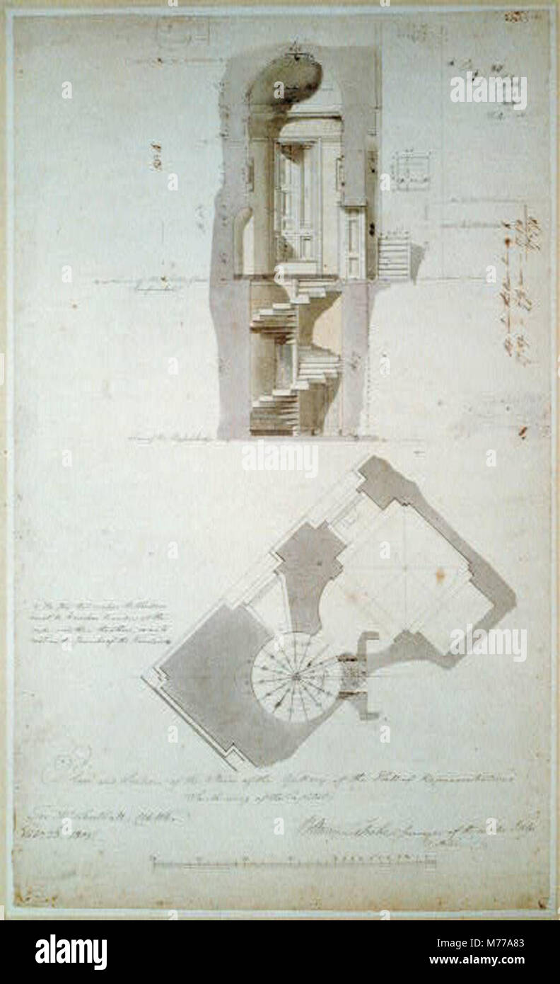 A detailed architectural plan and section of the United States Capitol ...