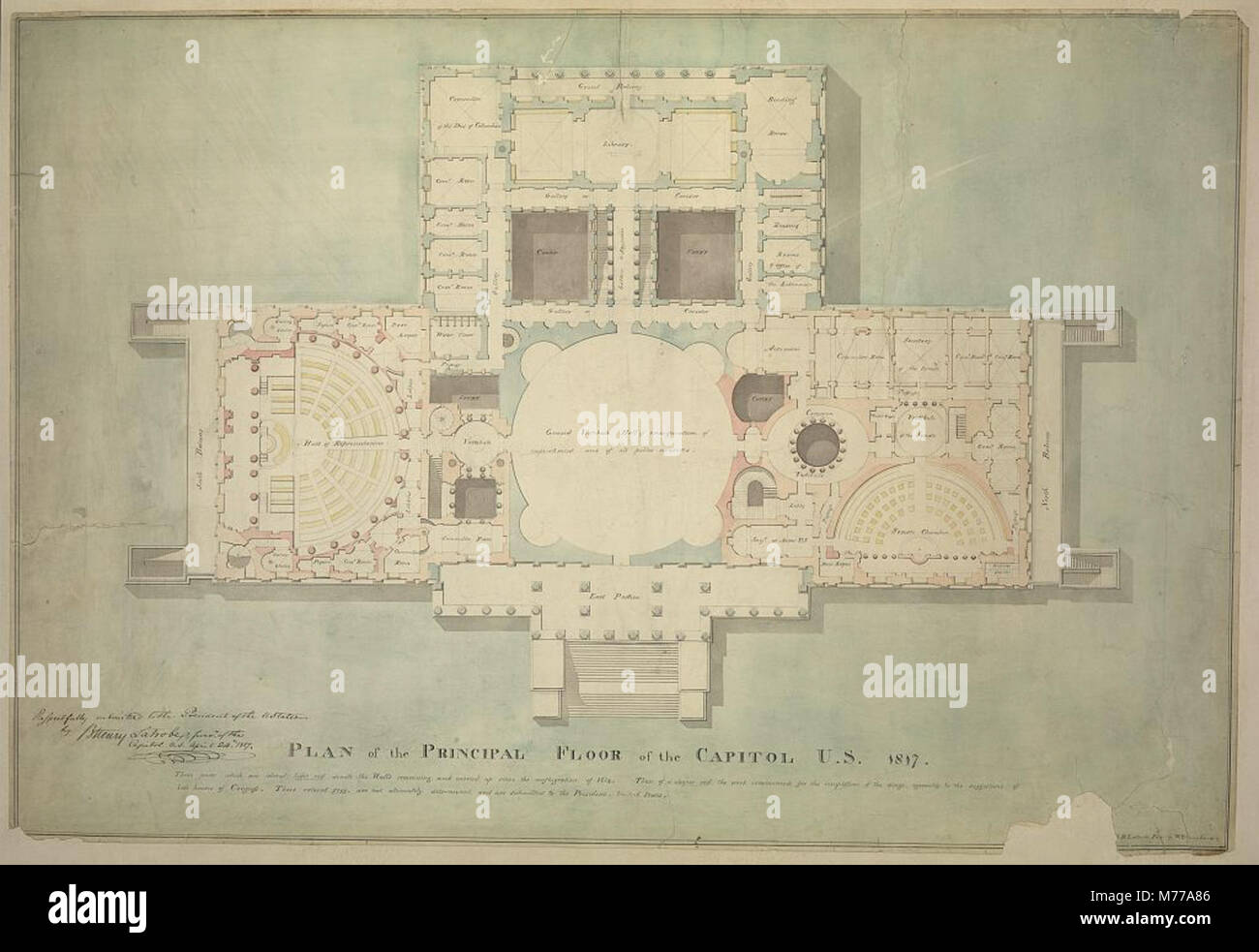 The floor plan of the United States Capitol, featuring the vestibule ...