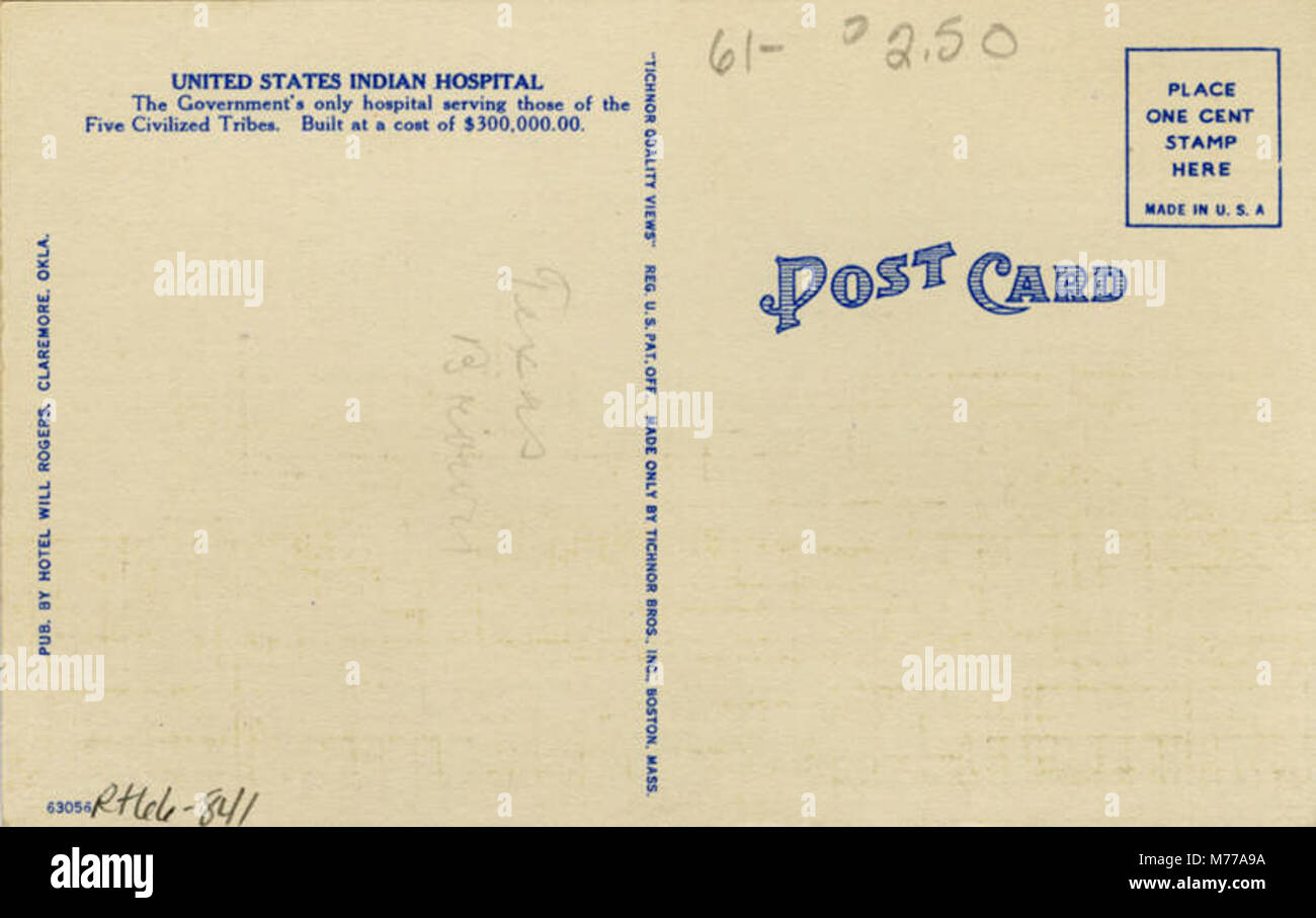 A photograph of the United States Indian Hospital located in the former ...