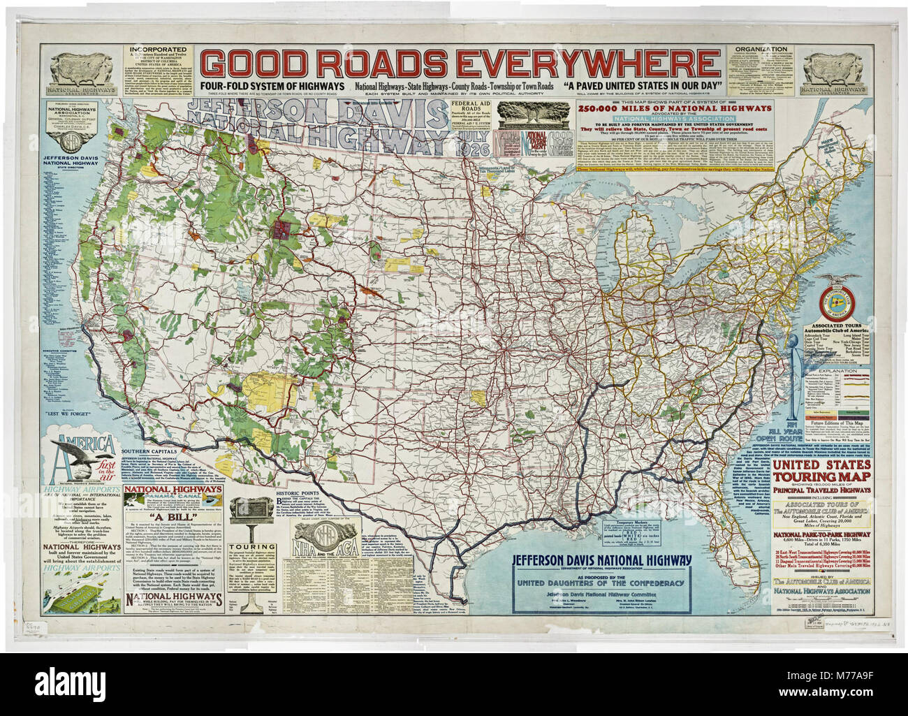 This touring map of the United States from the early 20th century ...