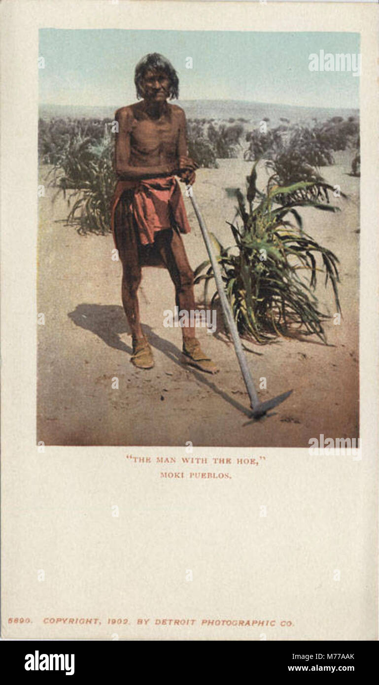 The photograph shows 'The Man with the Hoe' in the Moki Pueblos ...