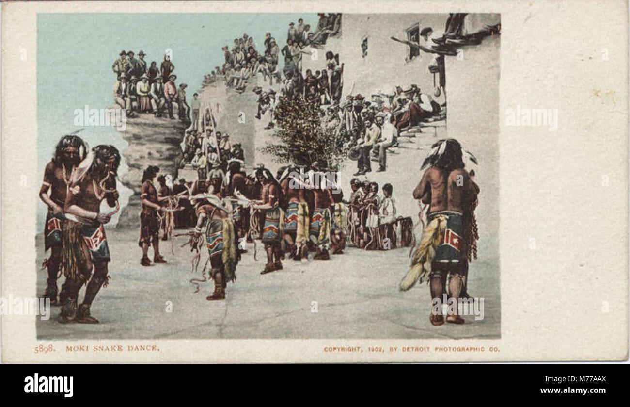 An image of the Moki Snake Dance performed by a group from Arizona. The ...