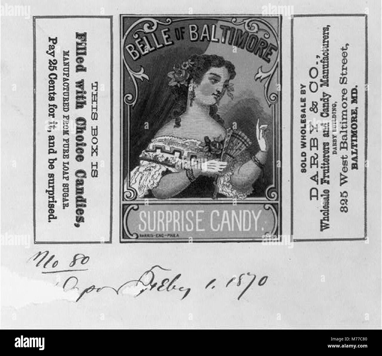 An advertisement for the 'Belle of Baltimore Surprise Candy' sold ...