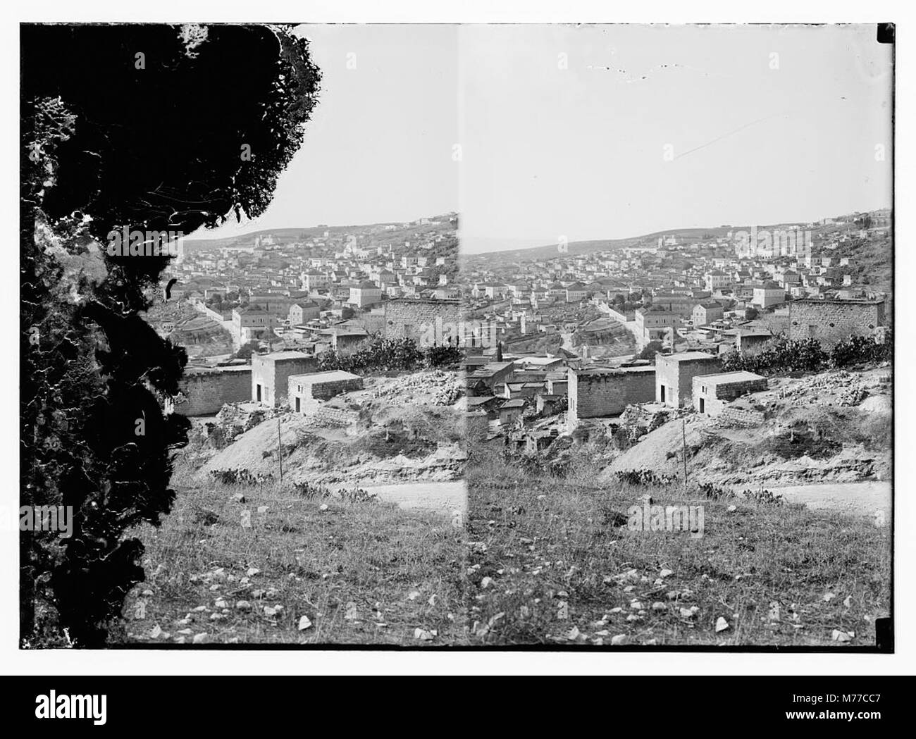A historic view of Nazareth, a city with religious significance ...