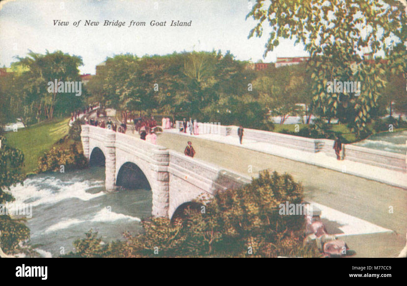A scenic view from Goat Island showing the New Bridge, highlighting the ...