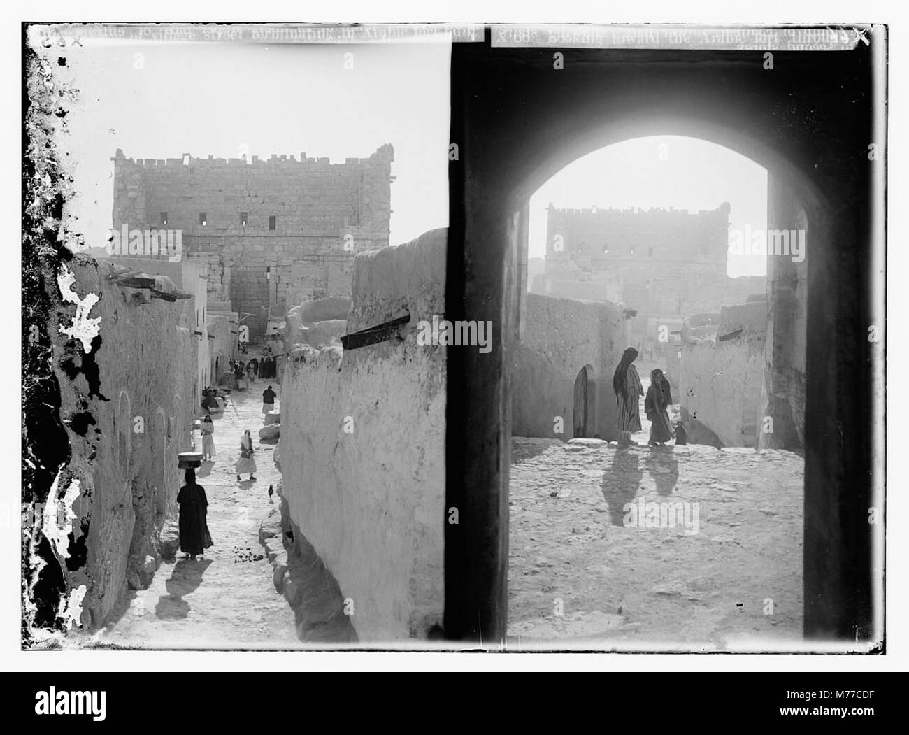 View of village street in Arabic fort built. Looking toward the Arabic ...