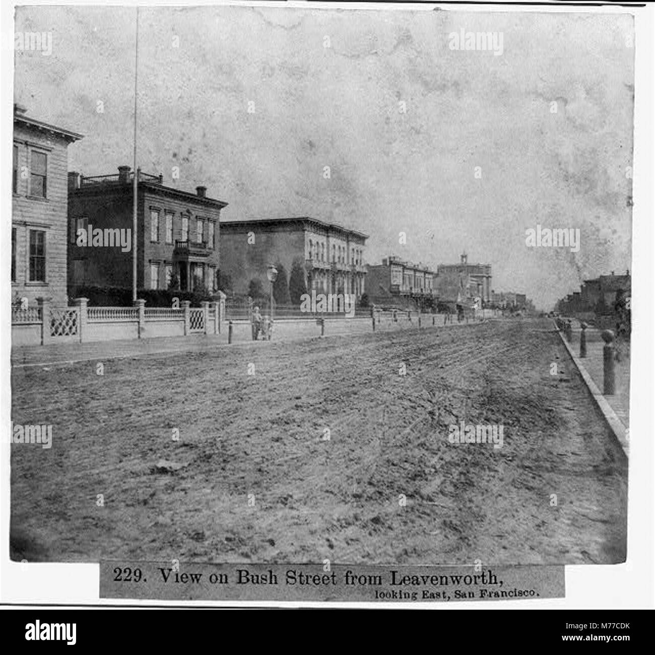A view of Bush Street in San Francisco from Leavenworth Street, looking ...