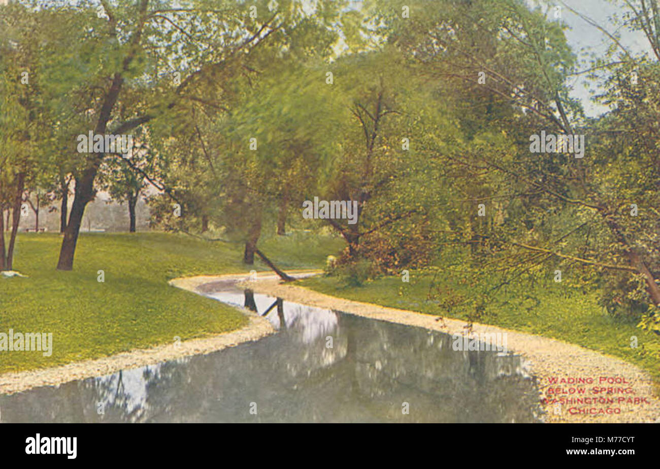 A wading pool located below a spring in Washington Park, Chicago ...