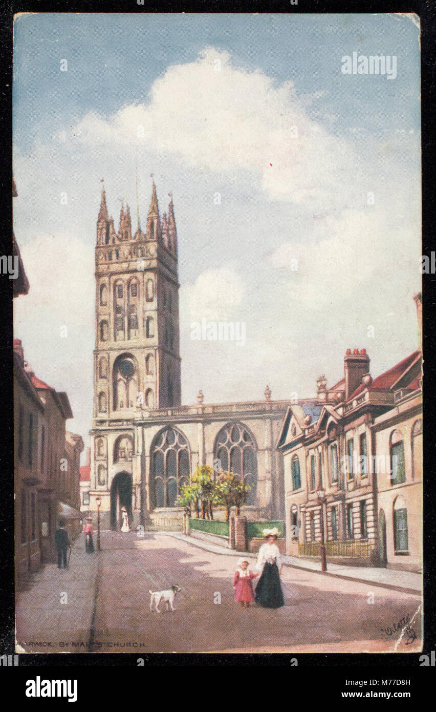 A photograph of the town of Warwick, England, taken near Mary's Church ...