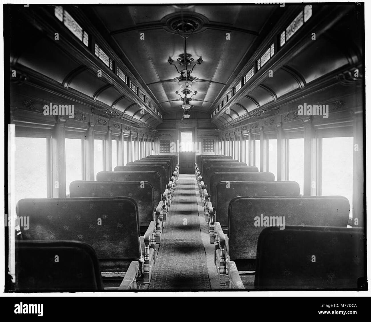 The interior of a Washington & Old Dominion Railway car, offering a ...