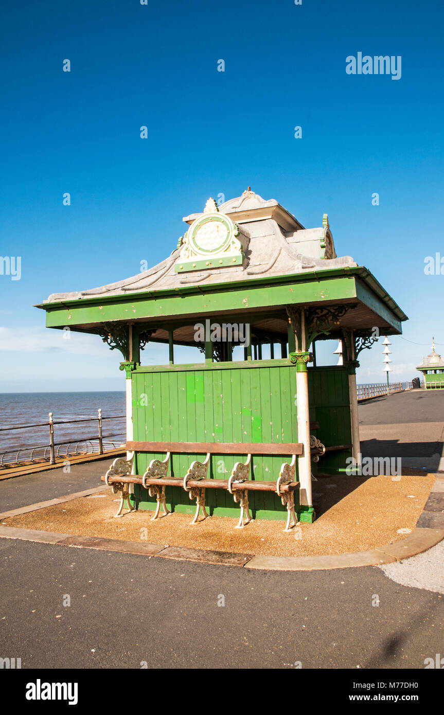 Old seaside shelters on North Shore Promenade Blackpool Lancashire ...