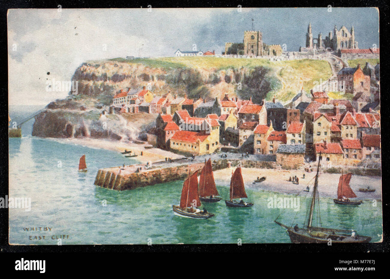 A photograph of Whitby East Cliff, a scenic area along the coast of ...