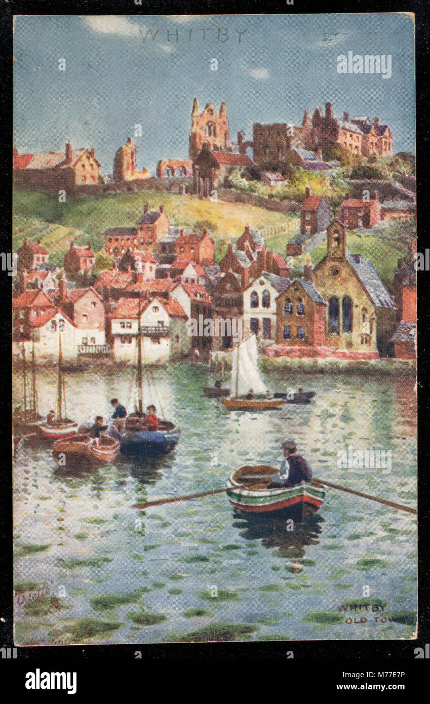 A historic view of Whitby Old Town, capturing its architecture and ...