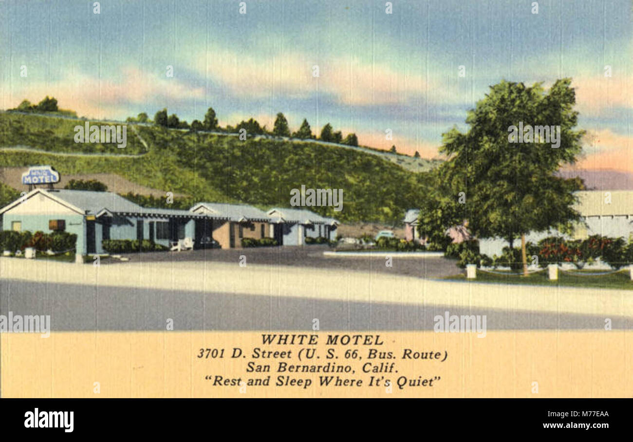 A vintage photograph of the White Motel, depicting the architecture and ...