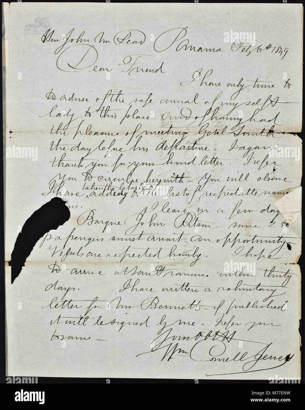 William Cornell Jewett letter to John M. Read of Philadelphia, 1849 ...