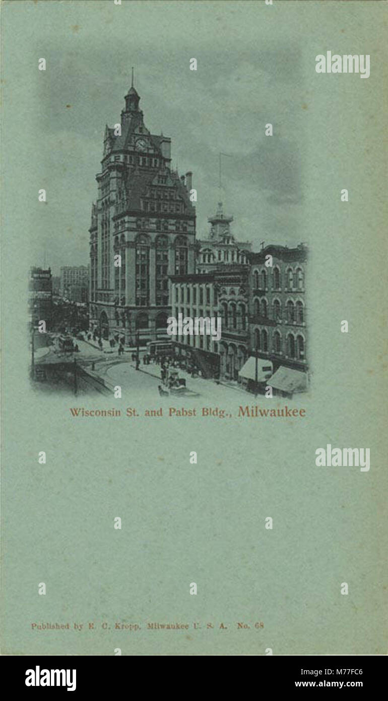 This image shows Wisconsin Street and the Pabst Building, a significant ...