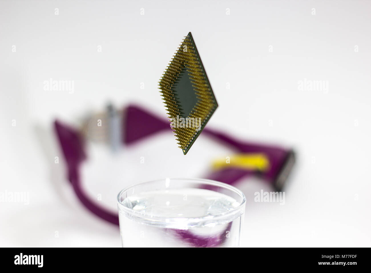 cpu closeup for pc and laptop white background Stock Photo - Alamy