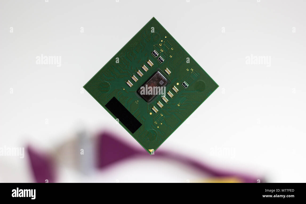 cpu closeup for pc and laptop white background Stock Photo - Alamy