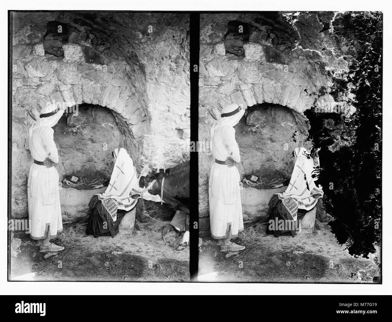 A historical photograph of Bethlehem, showing the key landmarks of this ...