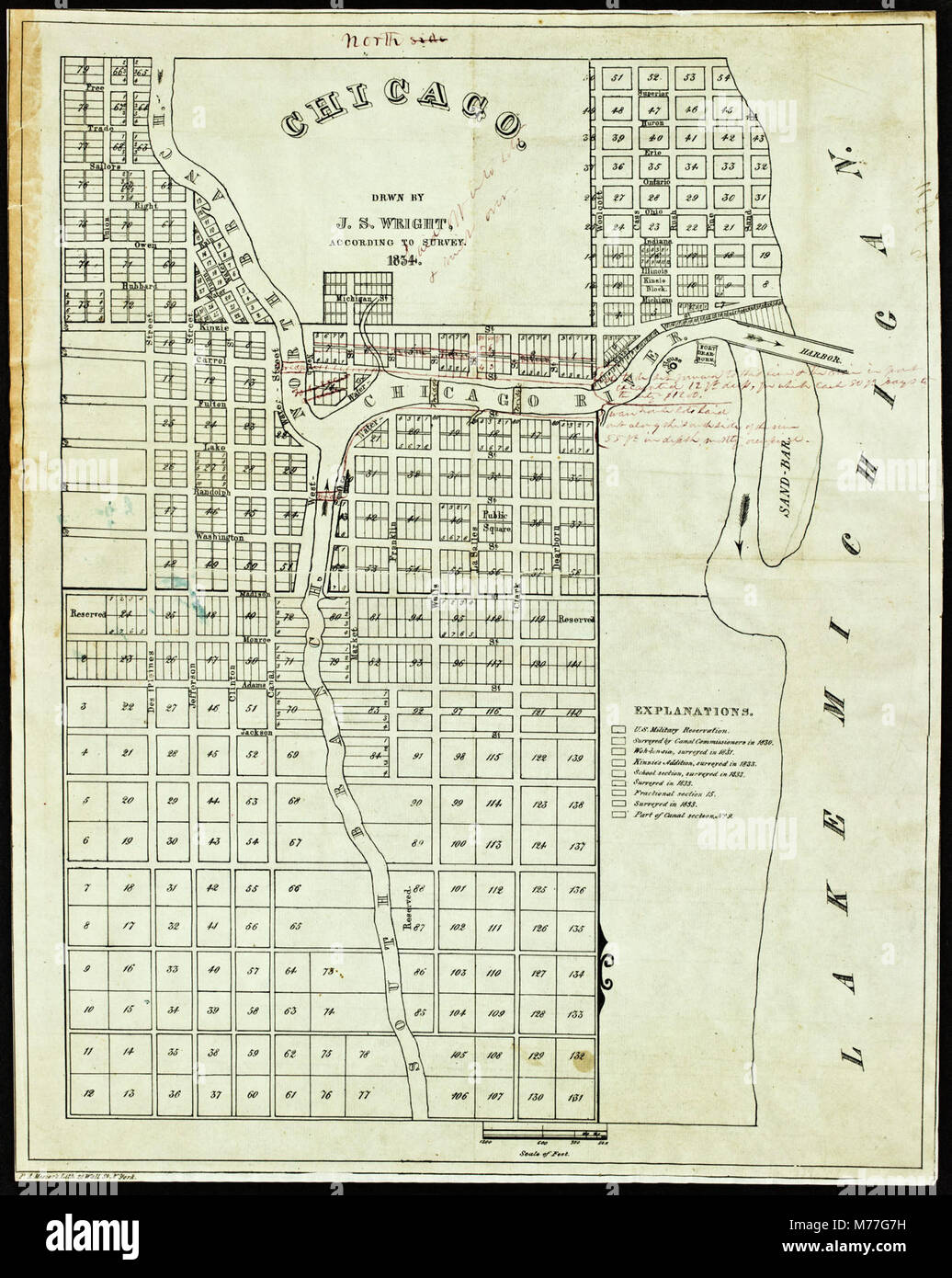 A historical map of Chicago, created by Wright, illustrating the city’s ...
