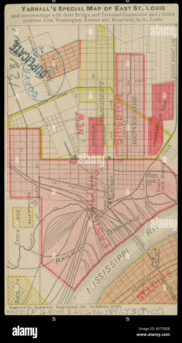 This map, 'Yarnall's Special Map of East St. Louis,' outlines the city ...