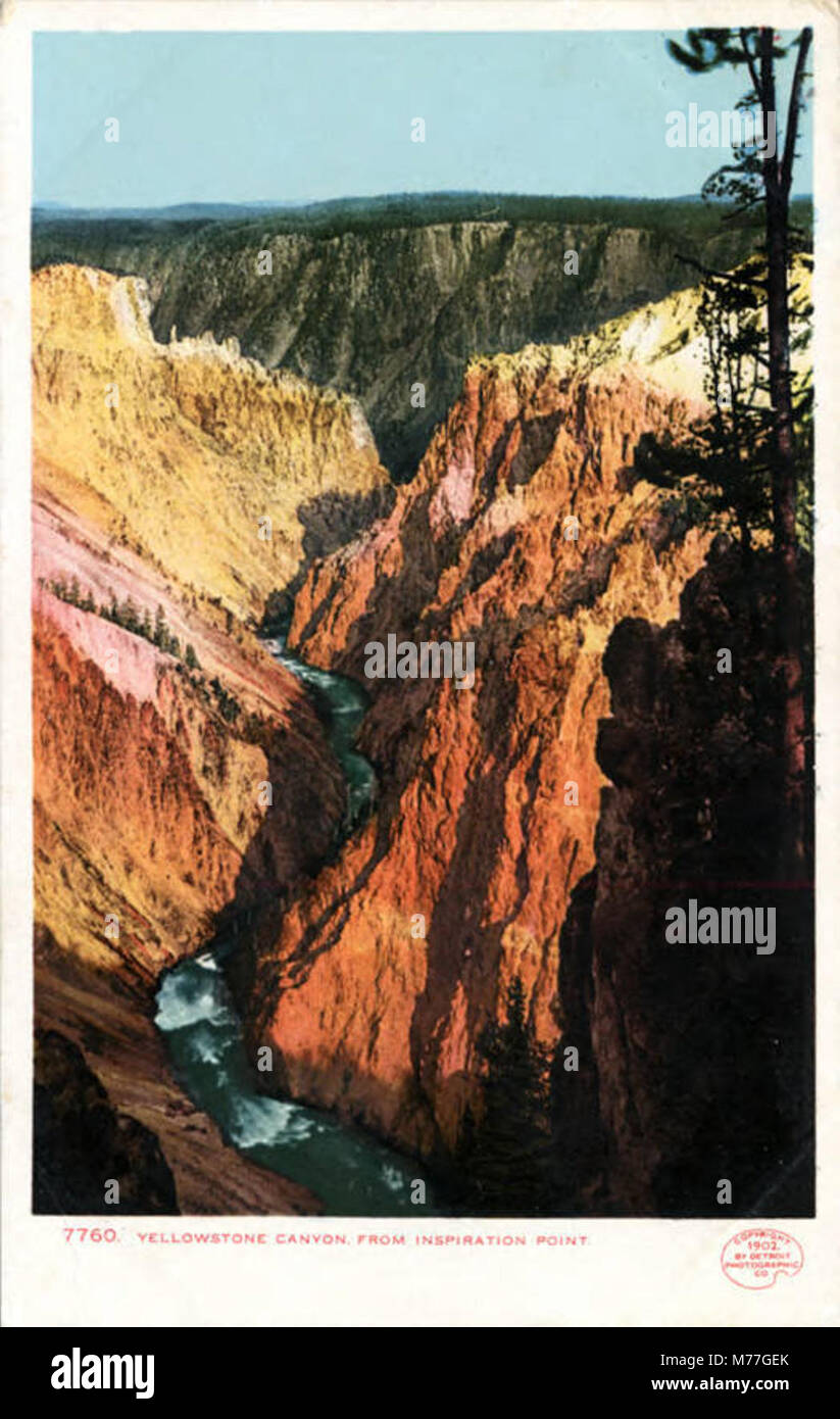 A scenic view of Yellowstone Canyon from Inspiration Point, showcasing ...