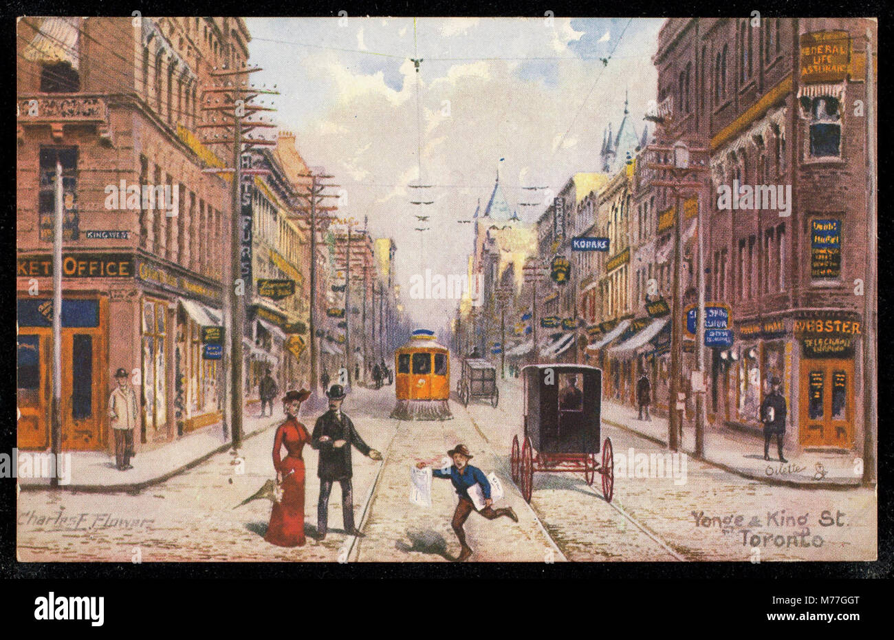 This historical photograph shows Yonge and King Streets in Toronto ...