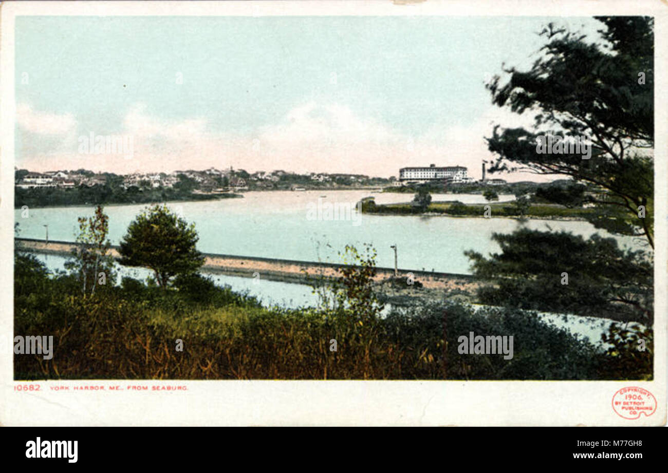 A scenic view of York Harbor, offering a perspective from Seaburg, showing the coastline and the ...