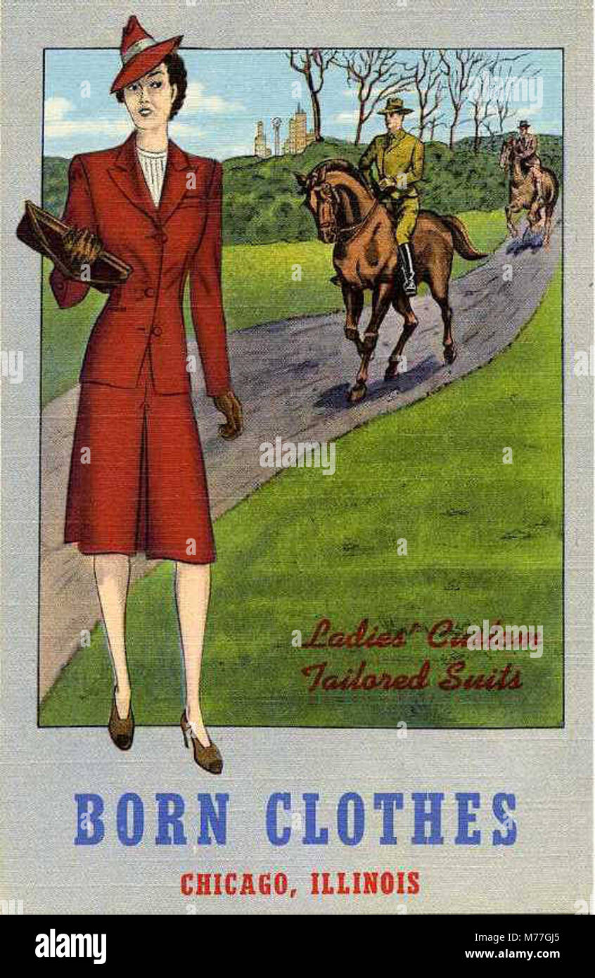 An advertisement for man-tailored suits by M. Born, featuring a stylish ...