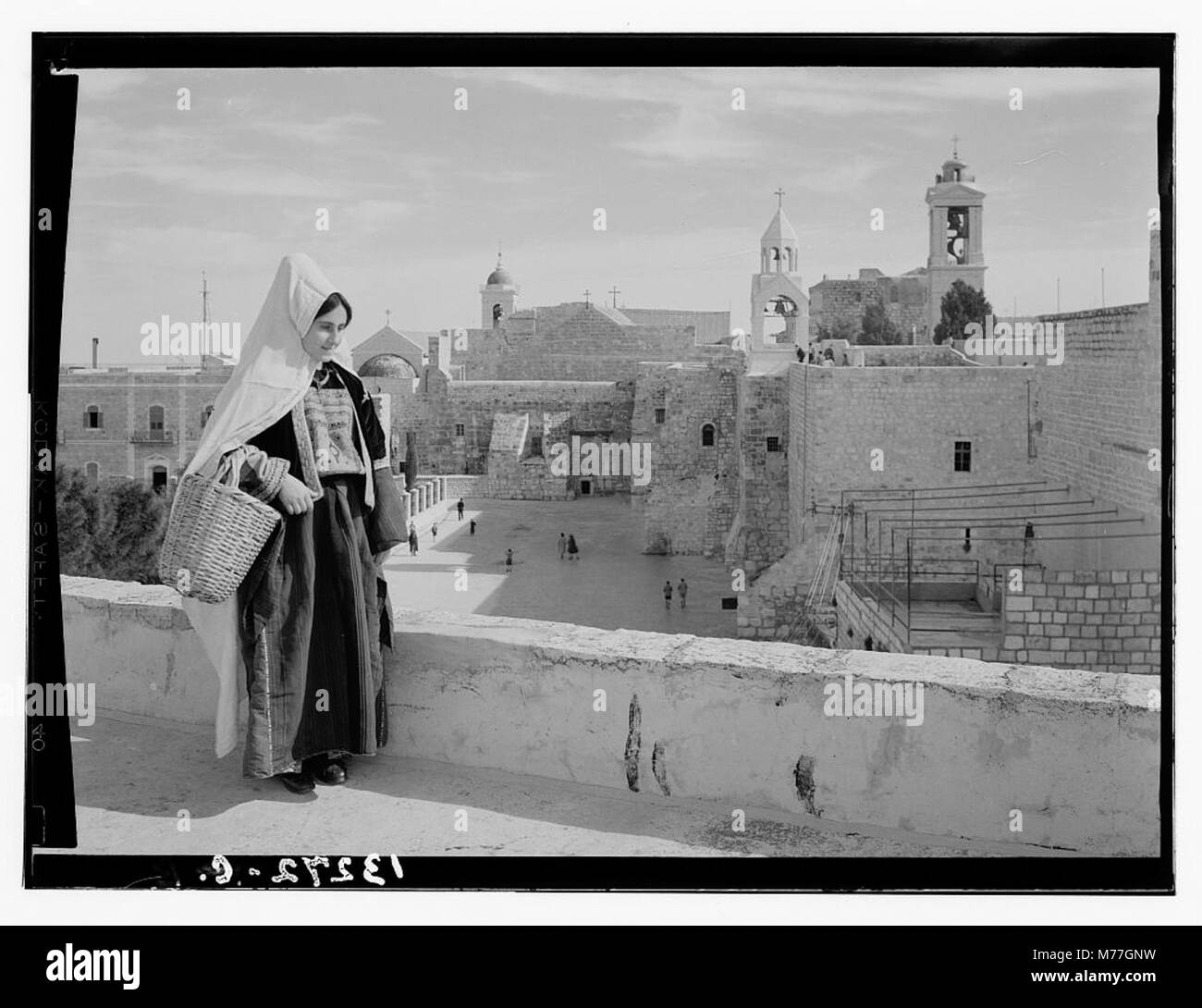 This photograph showcases the Church of the Nativity in Bethlehem, a ...