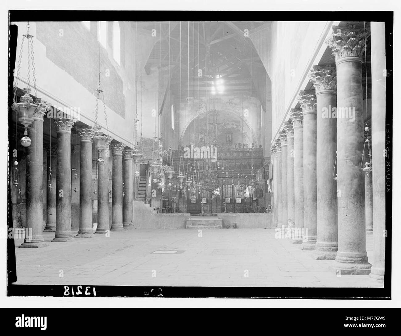 This photograph shows the interior of the Church of the Nativity in ...