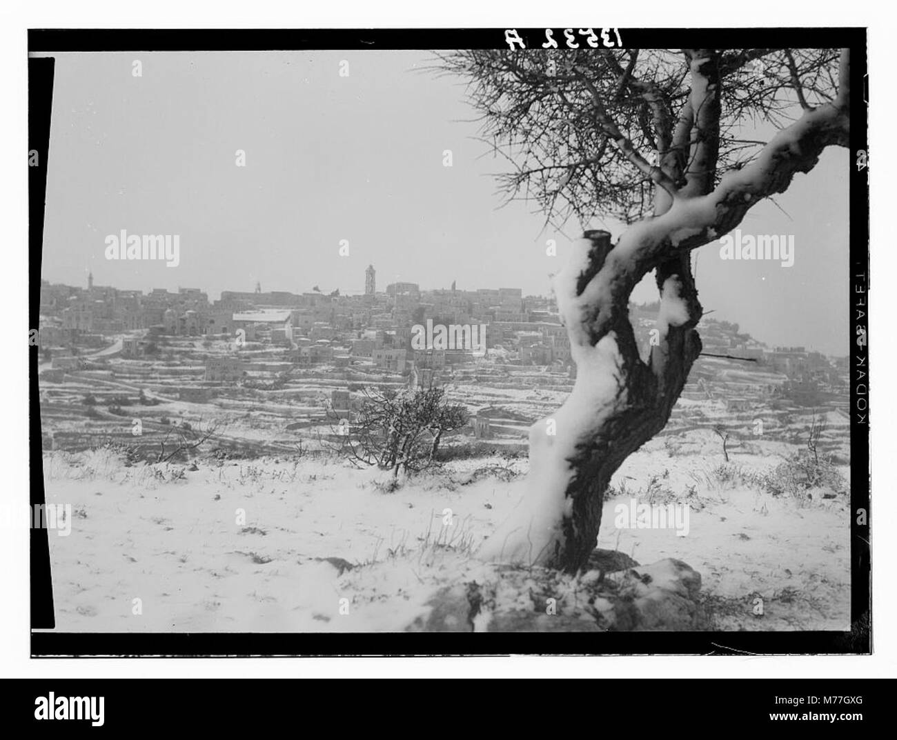A photograph of Bethlehem covered in snow, taken on February 17, 1946 ...
