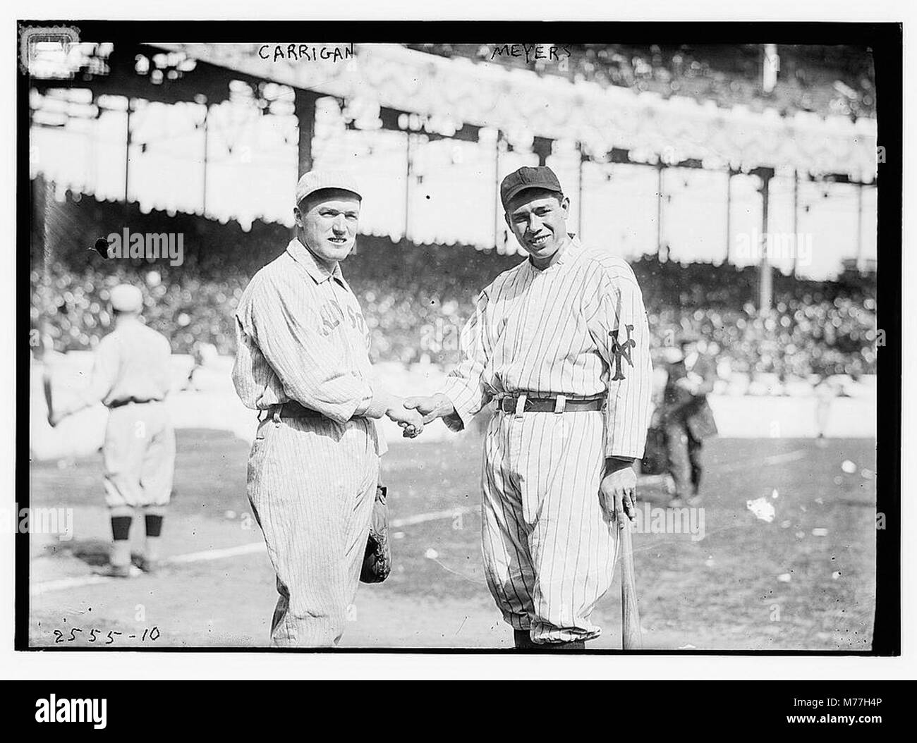 Bill Carrigan of the Boston American League and Chief Meyers of the New ...