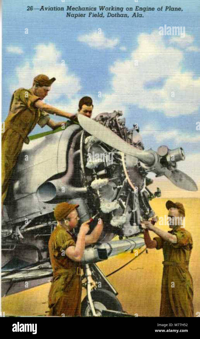 26, Aviation Mechanics Working on Engine of Plane, Napier Field, the ...