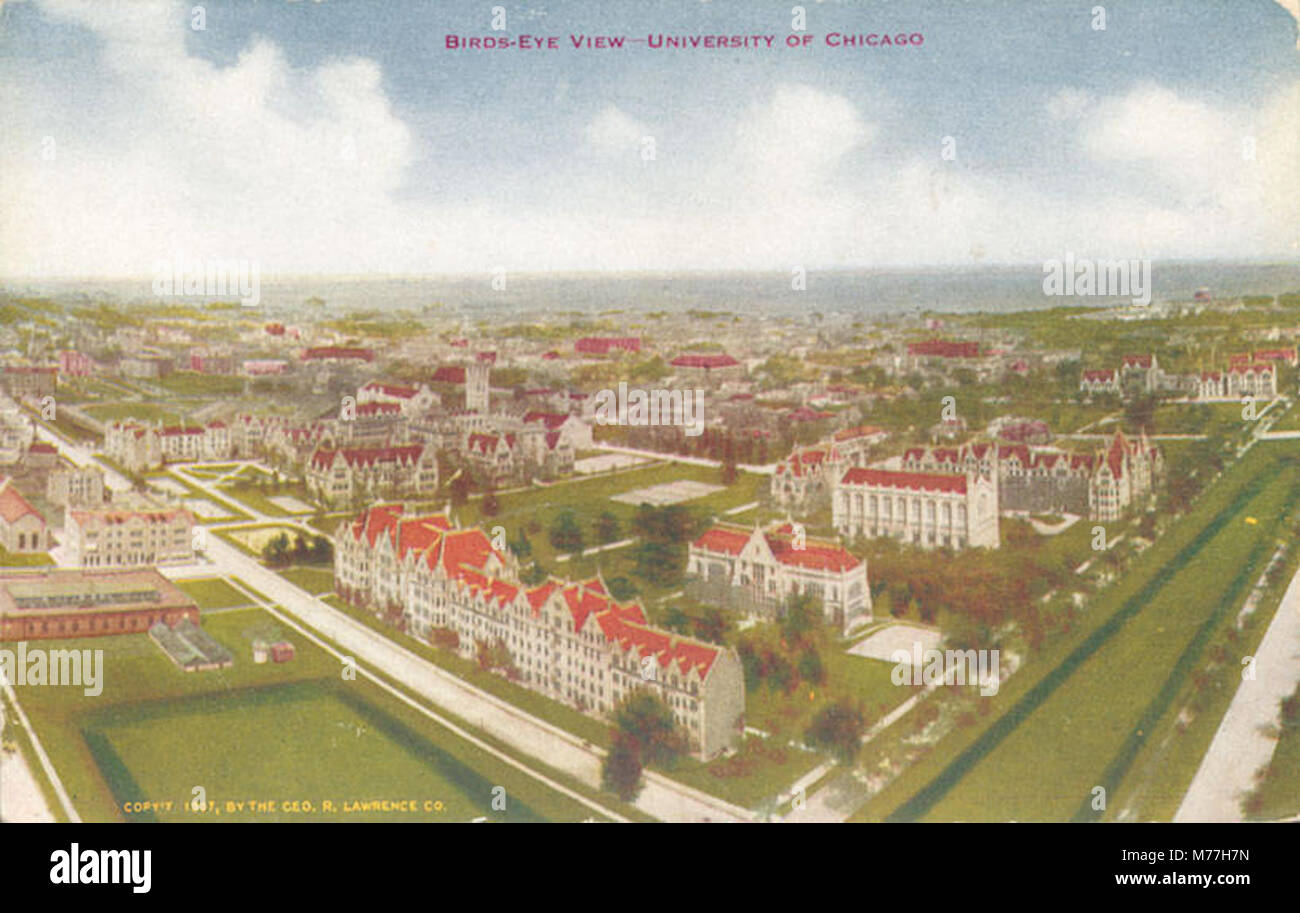 An aerial view of the University of Chicago campus, showcasing its ...