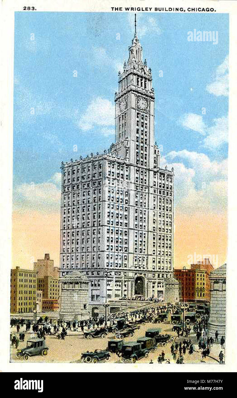 A photograph of the Wrigley Building in Chicago, showcasing its iconic ...