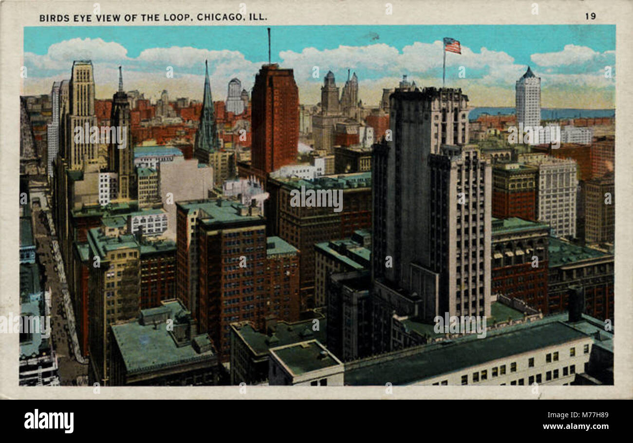 This aerial view of Chicago's Loop district captures the bustling heart ...