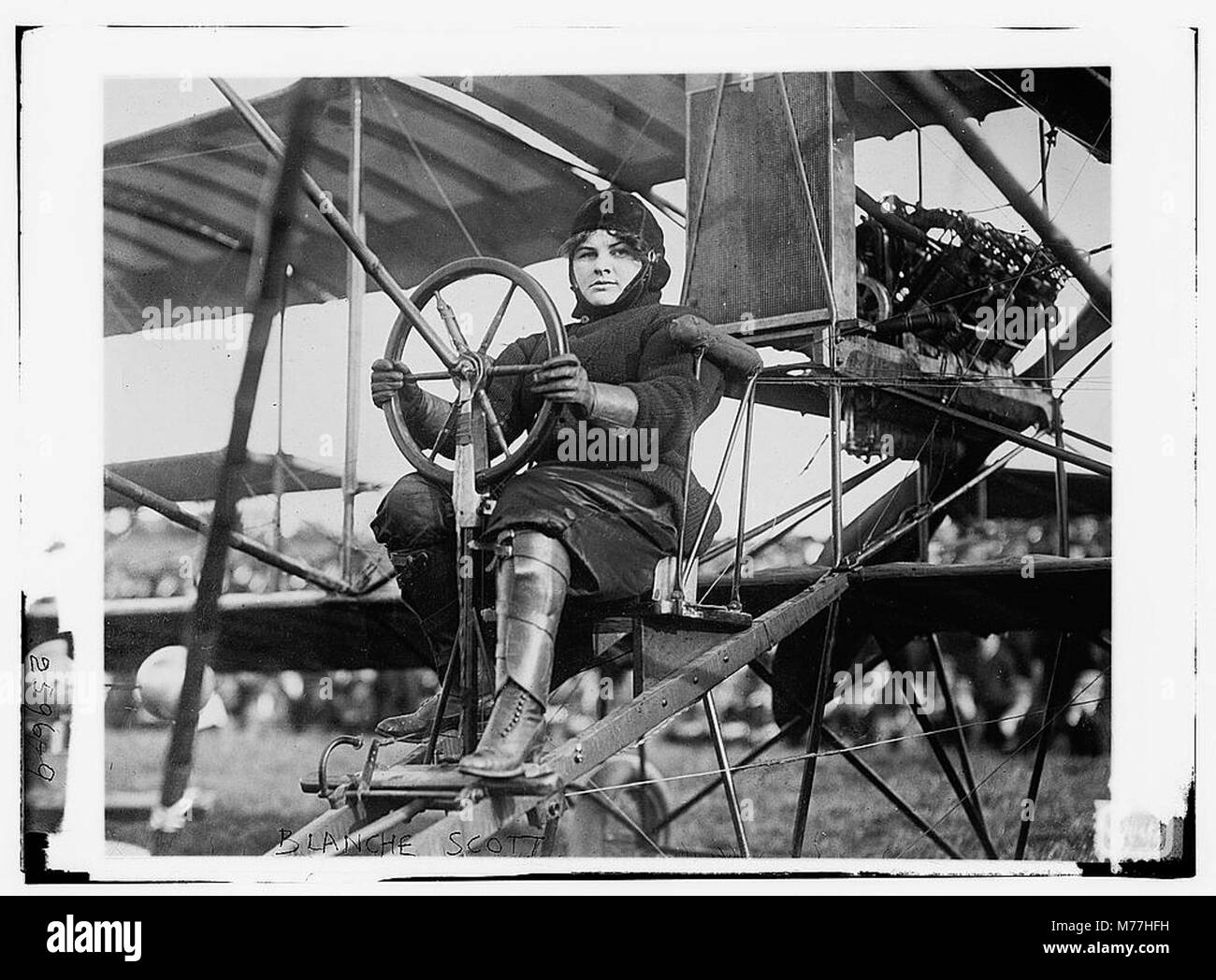 A portrait of Blanche Scott, an early female aviator, notable for her ...