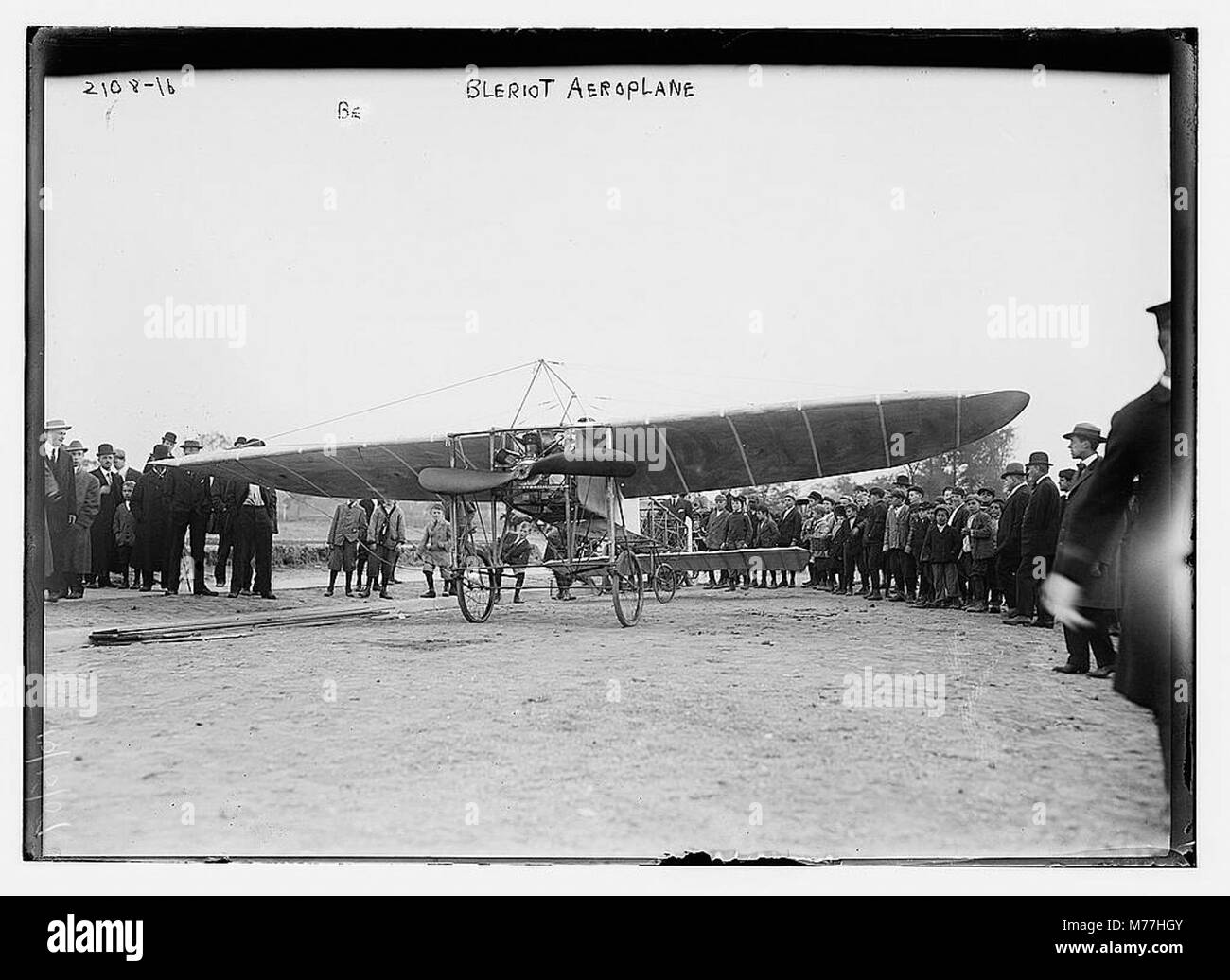 The image depicts a Bleriot aeroplane, an early 20th-century aircraft ...