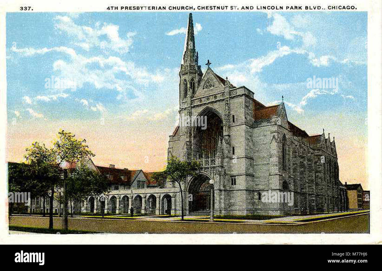 A historical image of the 4th Presbyterian Church located at Chestnut ...