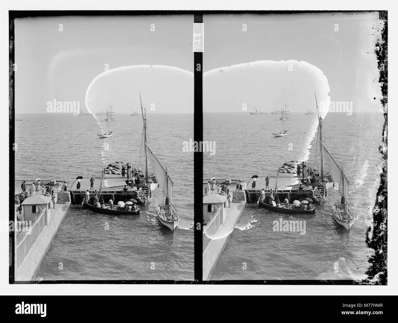 A scenic view from a boat dock in Syria, looking toward the sea. The ...