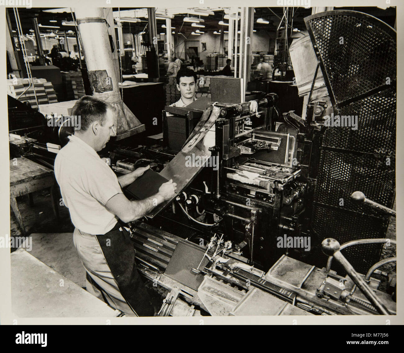 An image of book manufacturing using the letterpress method ...